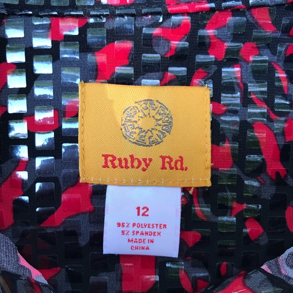 Ruby Rd. | Jackets & Coats | Ruby Rd Black Red Gray Animal Print Shiny ...